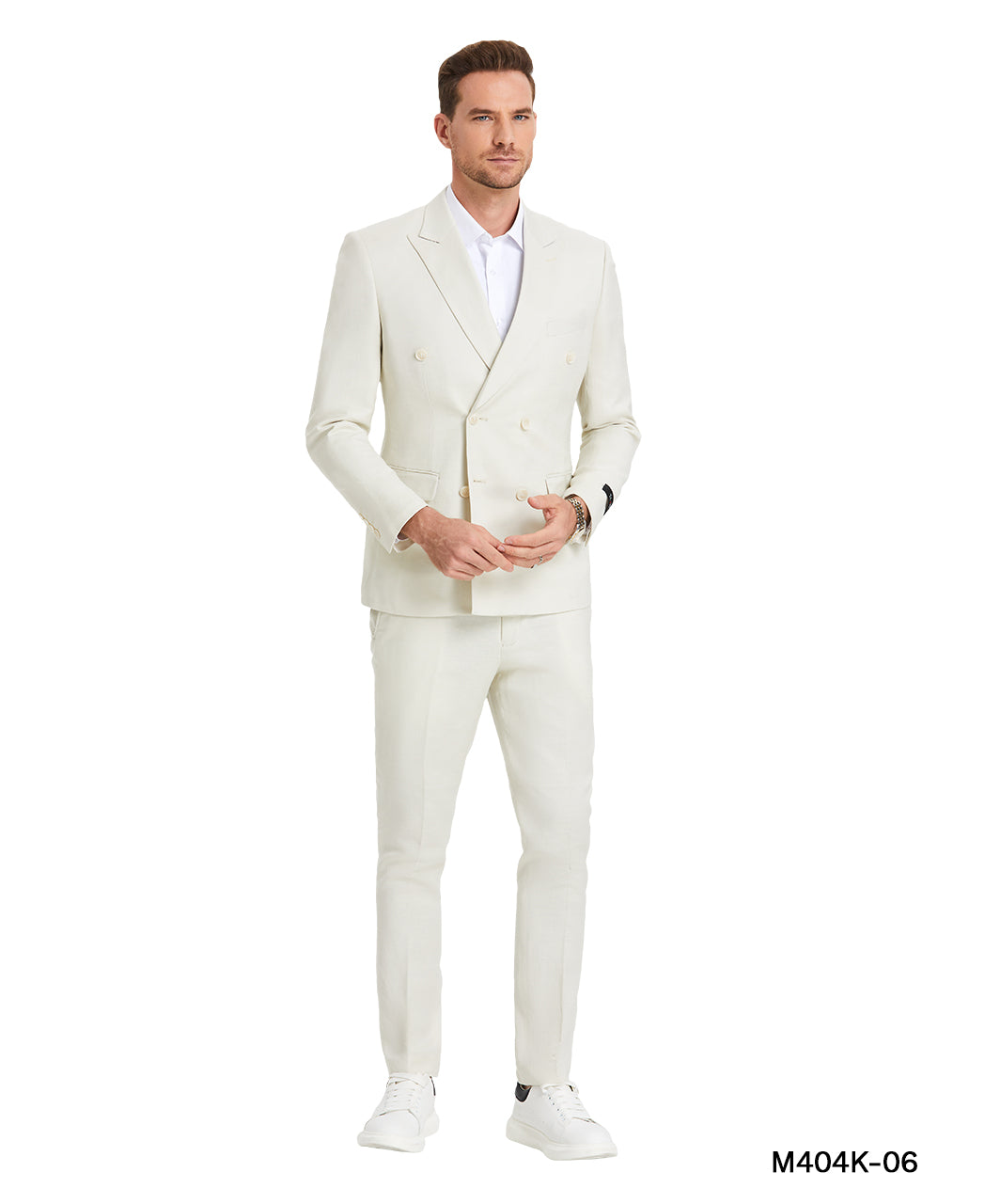 Tan Double-Breasted Suit | 2-Piece Slim Fit Formal Suit | D&K Menswear