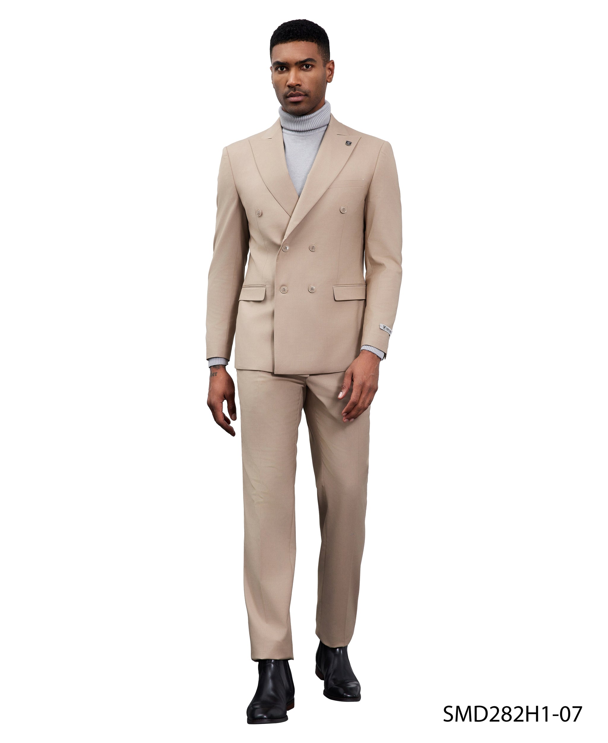 Men’s Stacy Adams Double-Breasted Suit | Tan | D&K Menswear